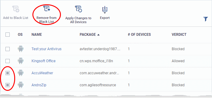 Blacklist And Whitelist Applications, Security Manager, Endpoint Manager | Comodo